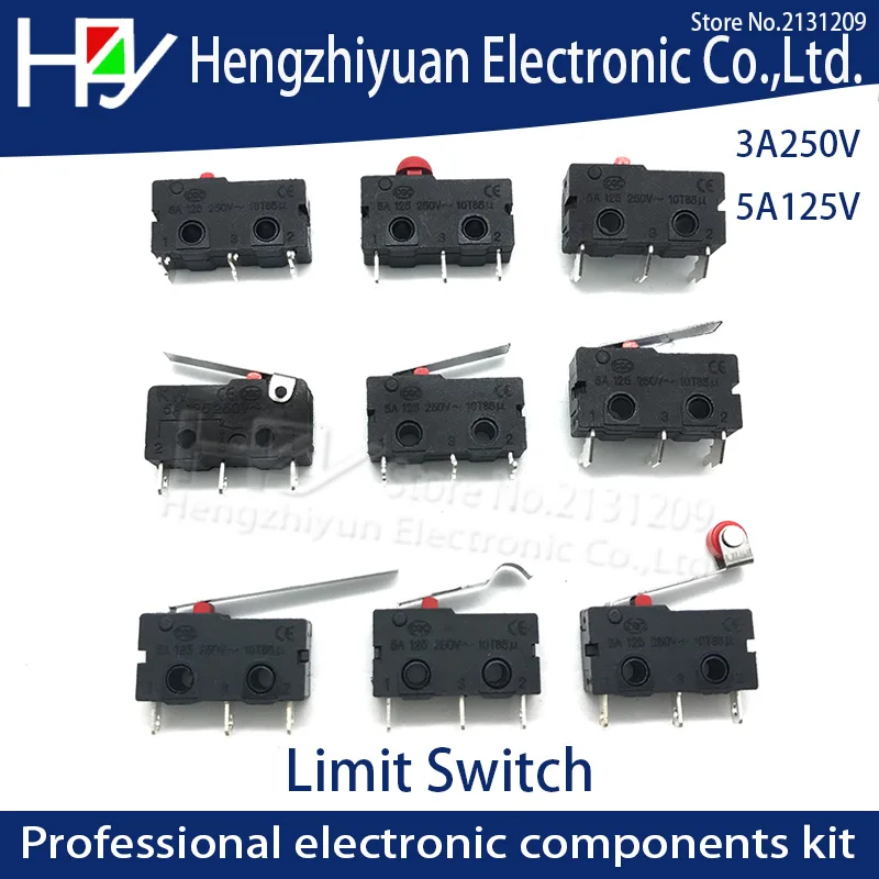 Hzy-Mini-Micro-Switch-Roller-Lever-Arm-SPDT-Snap-Action-LOT-3A-250V-AC ...