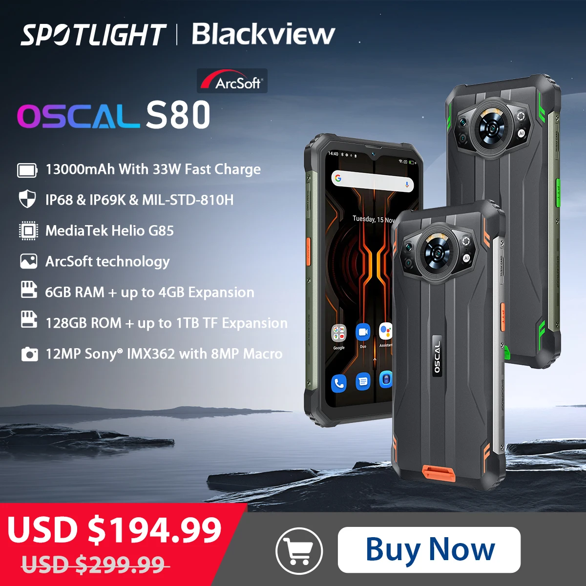 World-Premiere-Blackview-Oscal-S80-Rugged-Phone-13000mAh-Smartphone-6GB ...