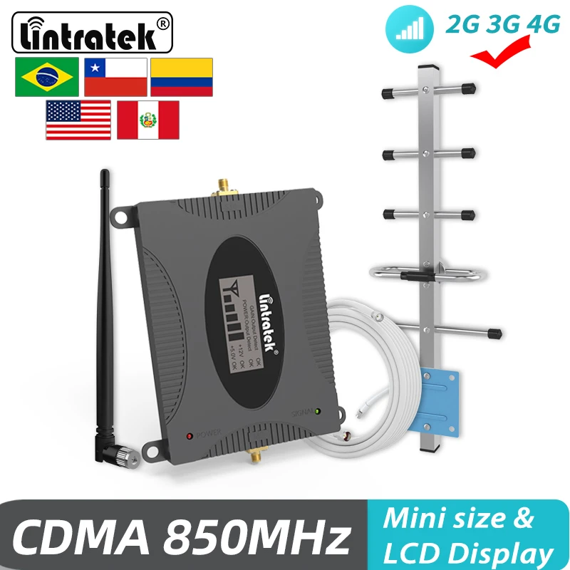 Lintratek 850 MHz Band 5 Mobile Signal Amplifier 2G 3G 4G Cellular Repeater CDMA 2G UMTS LTE ...