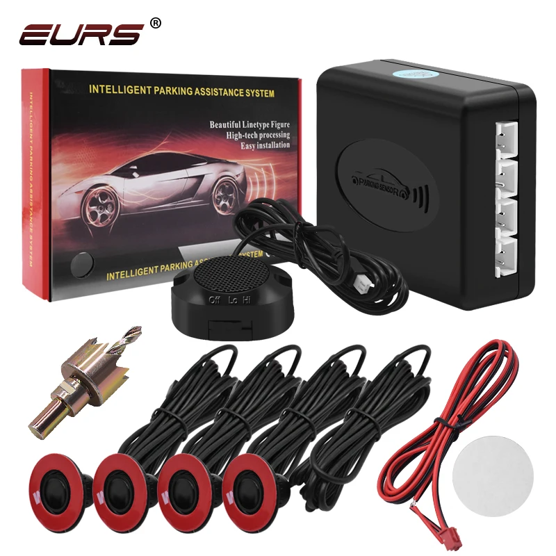 4-sensors-Car-Parking-Sensor-Kit-Reverse-Backup-Radar-Sound-Alarm ...