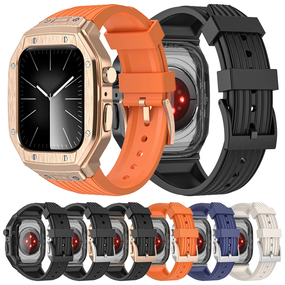For-Apple-Watch-Band-Case-44mm-45mm-Silicone-Strap-For-iWatch-Series-9 ...