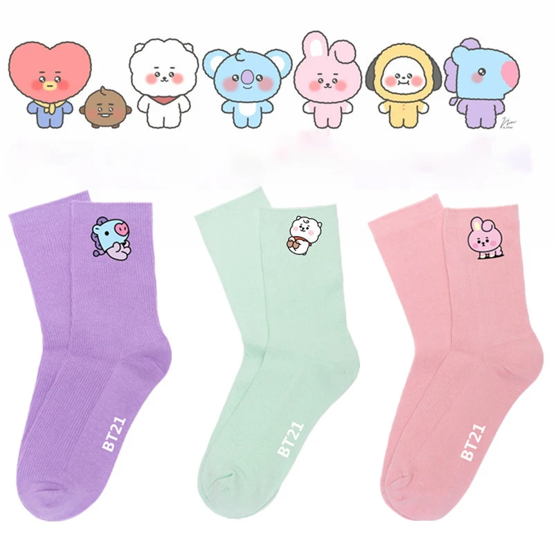 Bt21-Surrounding-Cartoon-Kawaii-Socks-Baby-Series-Cotton-Socks-Candy ...