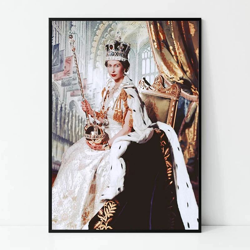 Vintage-Queen-Elizabeth-Poster-Queen-Portrait-Canvas-Painting-Print ...