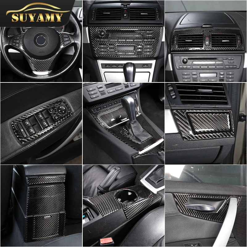 For-BMW-X3-E83-2006-10-Soft-Carbon-Fiber-Interior-Trim-Center-Console ...