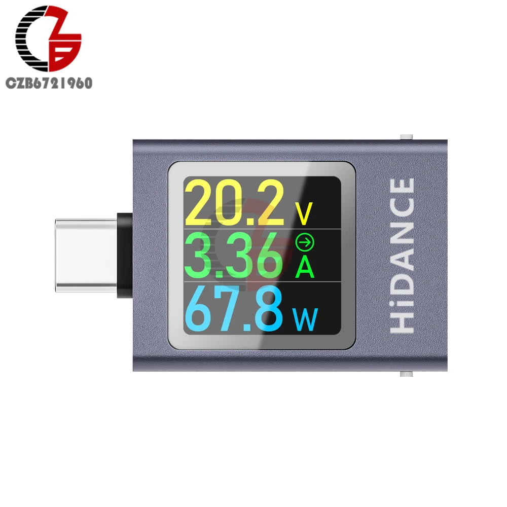 DC 4.5-50V 0-12A Digital Display Voltmeter Ammeter USB Type-C Charging ...