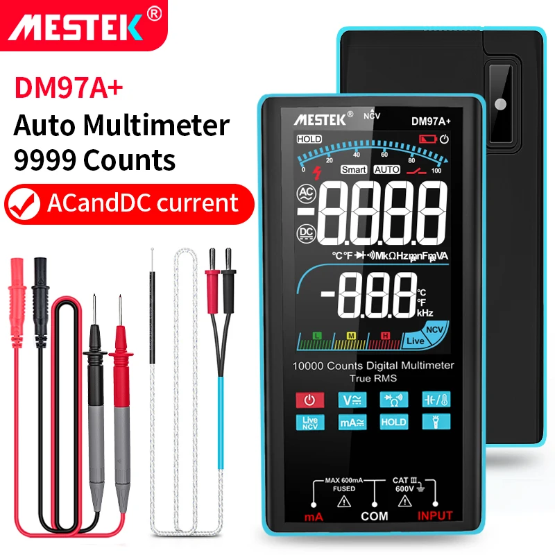 MESTEK-Digital-Multimeter-9999-Counts-Color-Screen-AC-DC-Current-Voltage-Auto-Range-Smart ...