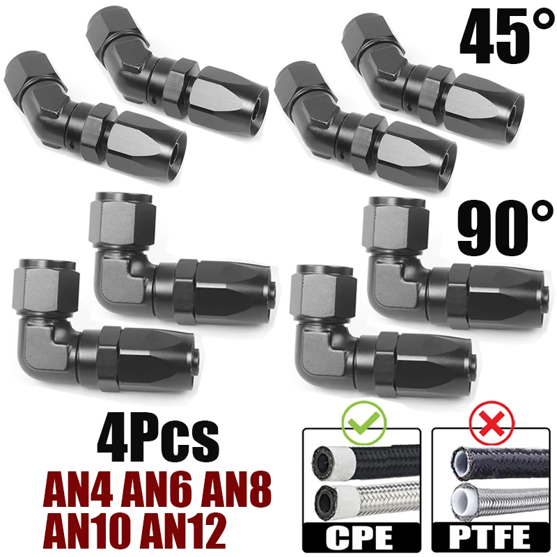 4Pcs-45-Degree-90-Degree-Aluminum-AN4-AN6-AN8-AN10-AN12-Forged-Type ...