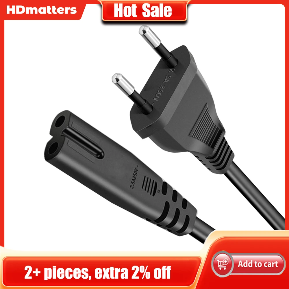 EU-AC-Power-Cable-Figura-8-IEC320-C7-para-Euro-EU-Europeu-2-Pinos-AC ...