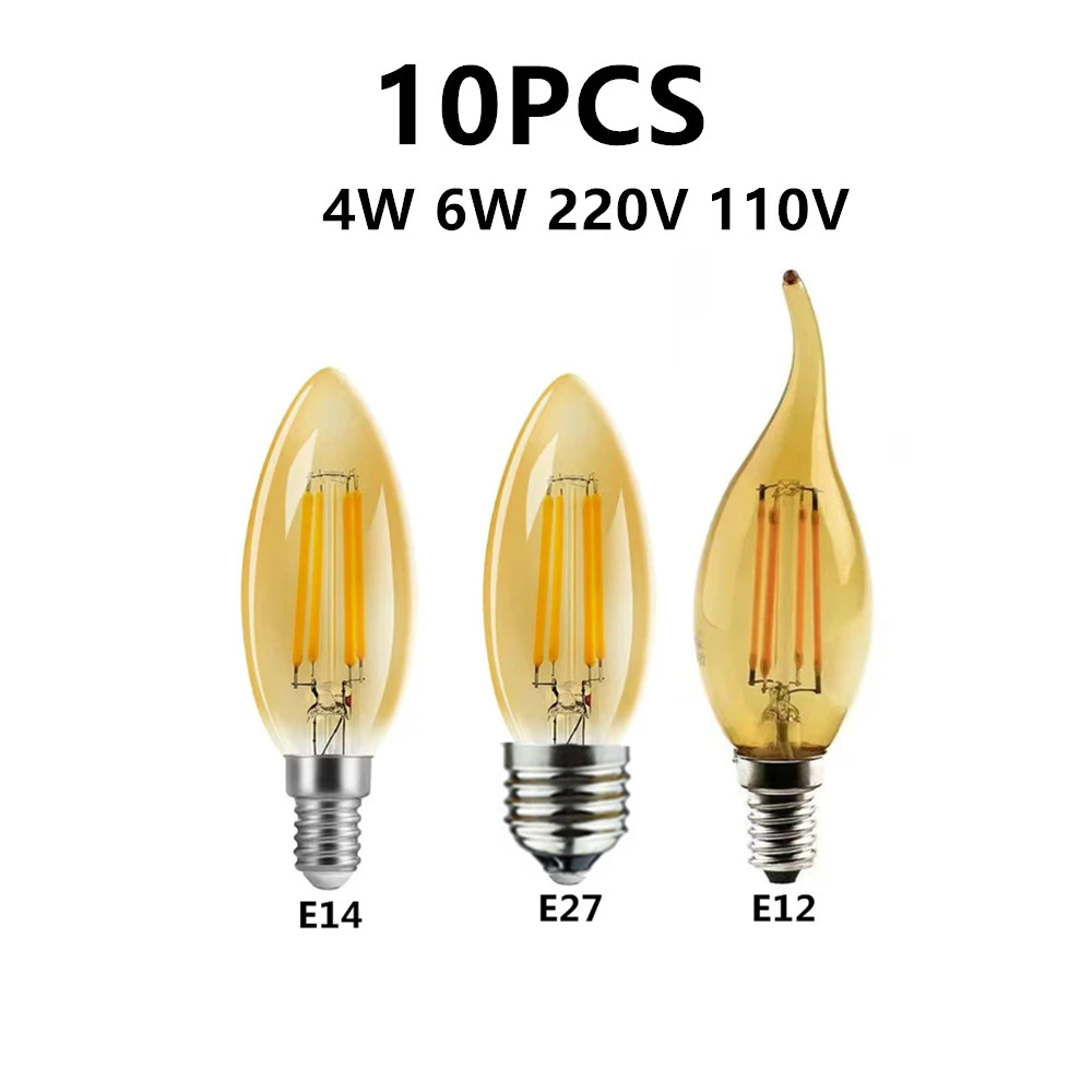 Led Filament Candle Light Bulb E14 E12 110v | Led Filament Candle Bulb C35 - 10pcs - Aliexpress