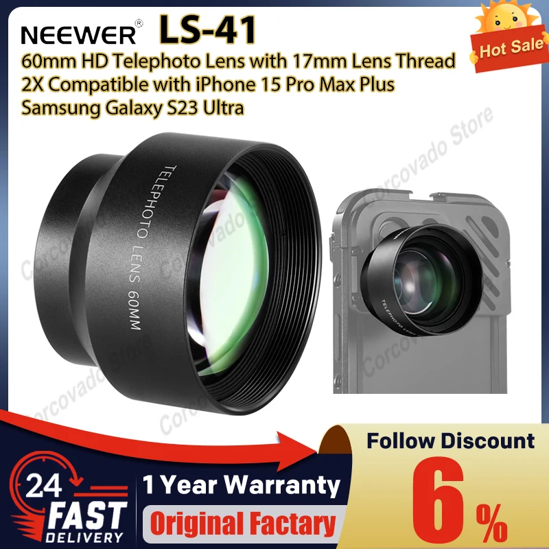 NEEWER-LS-41-60mm-HD-Telephoto-Lens-with-17mm-Lens-Thread-2X-Compatible ...