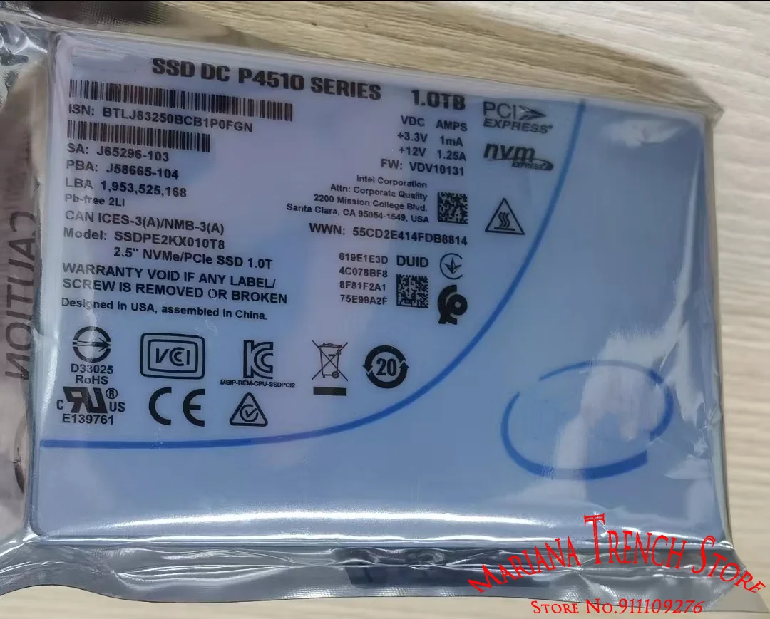 DC P4510 serie 1,0 TB para INTEL 2,5 "NVMe/PCIe SSD 1,0 T|Conectores y ...
