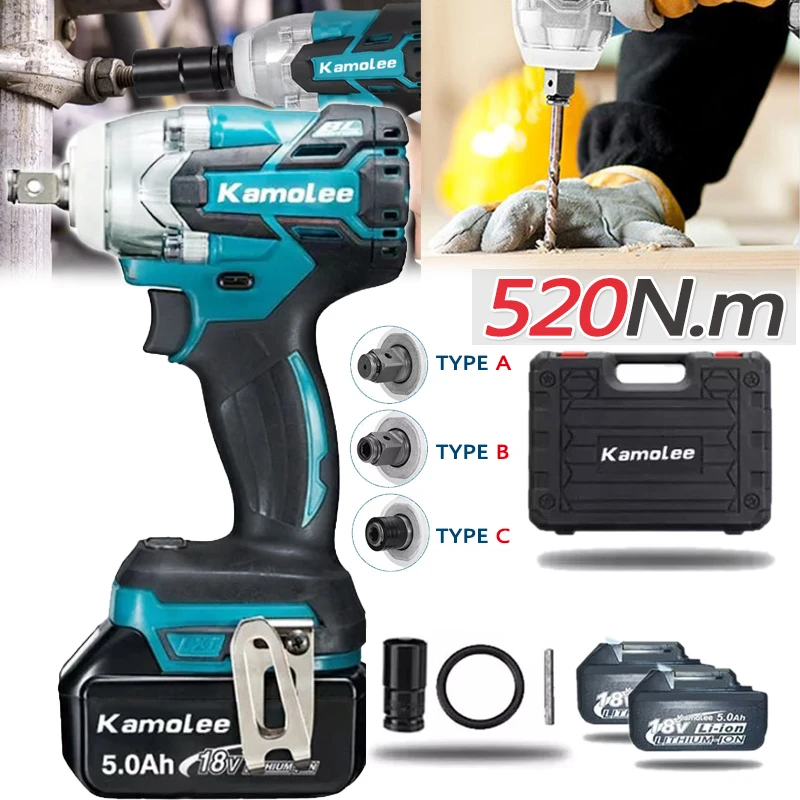 Kamolee 2 in 1 520N.m 1/2inch Electric Brushless Cordless Wrench 1 ...
