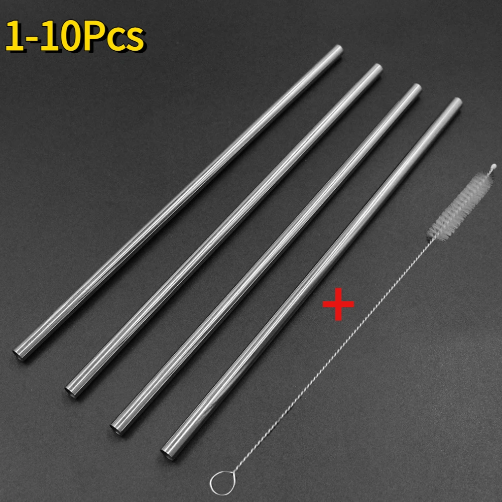 1/10Pcs Reusable Drinking Straw 304 Stainless Steel Straws Eco-friendly ...