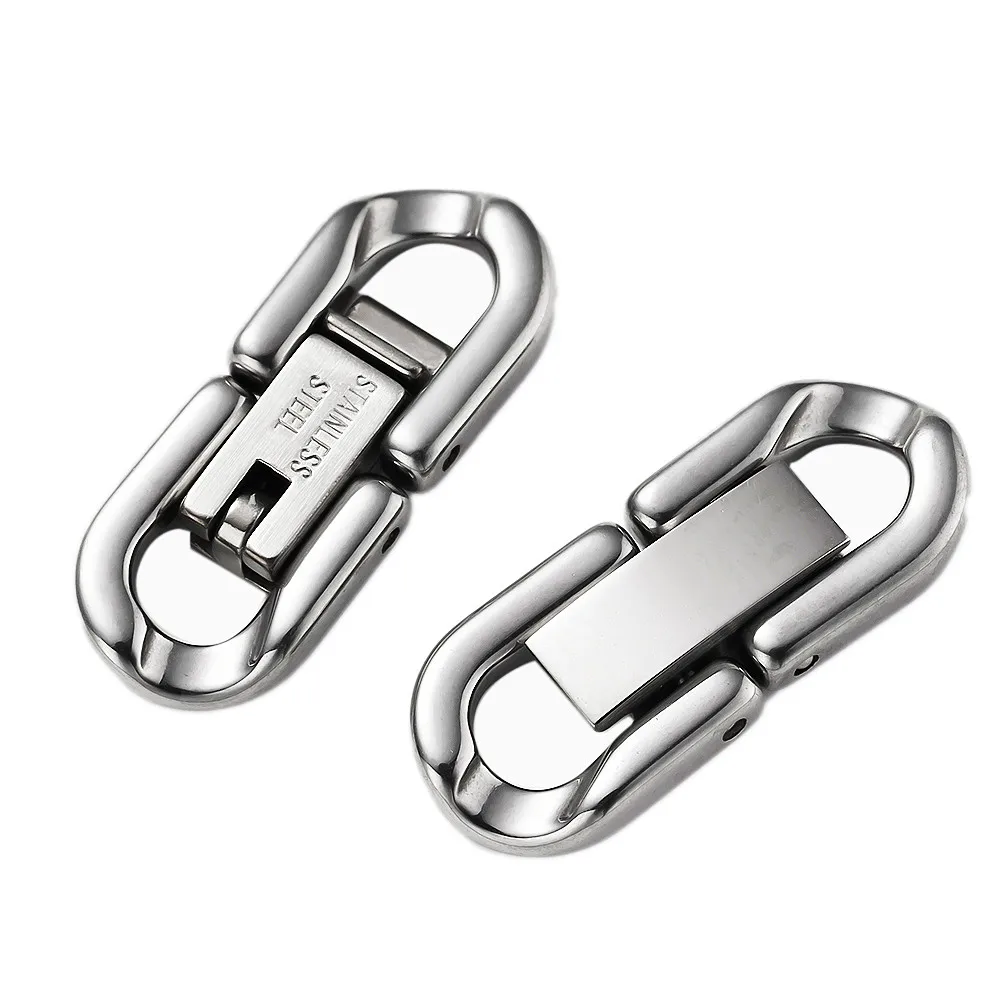 2Pcs Stainless Steel Fold Over Clasp Extenders Bayonet Buckle Connector ...