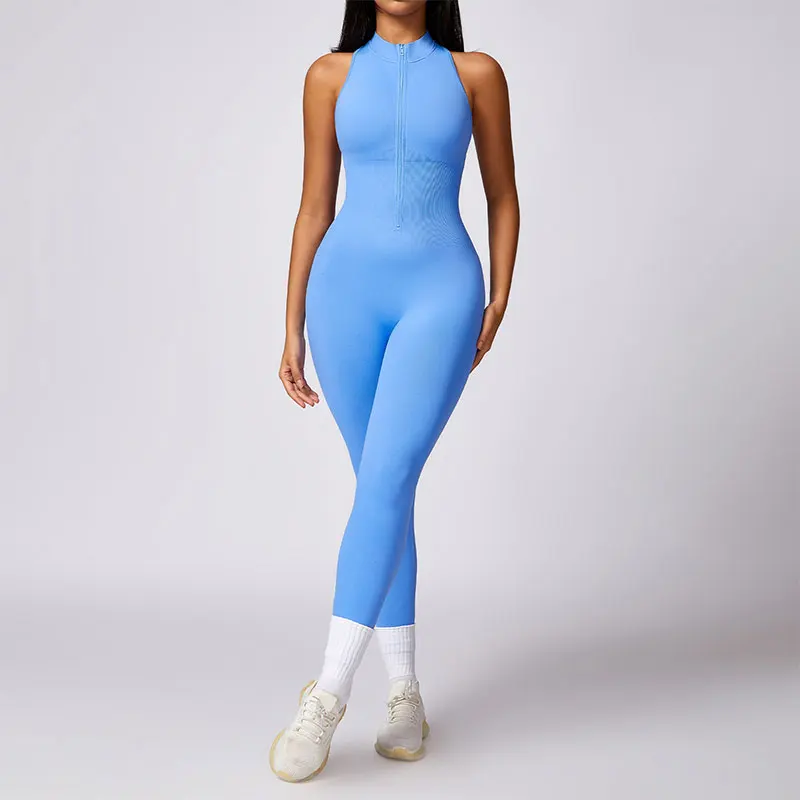 Integrated-Pants-Zipper-Yoga-Set-Pilates-Jumpsuit-Fitness-Sports-Gym ...