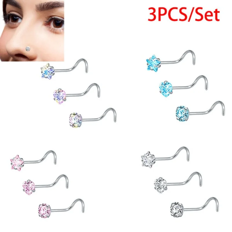 Delysia-King-3pcs-set-Women-Punk-Stainless-Steel-Nose-Stud-High-grade ...