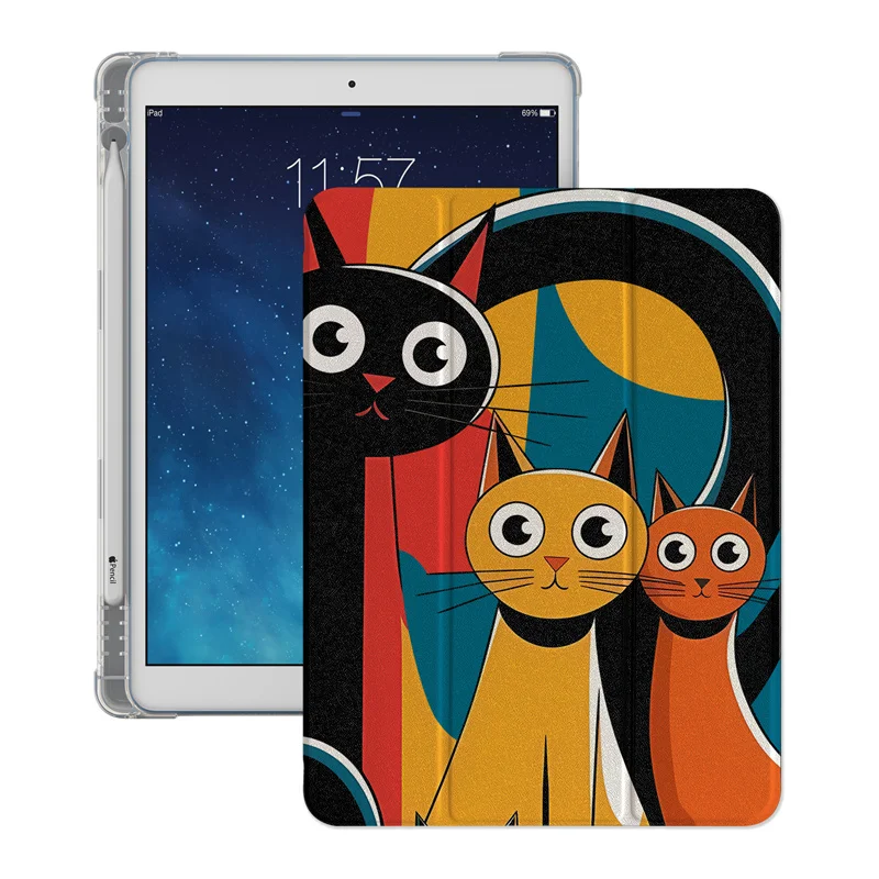 Adorable Kawaii Cat iPad Soft Case Cover for IPad7-8-9-10.2inch (CR504)