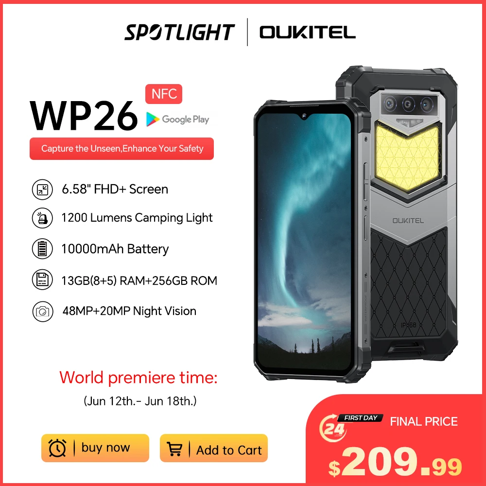 World-Premiere-Oukitel-WP26-Rugged-Cell-Phone-10000mAh-8GB-256GB ...