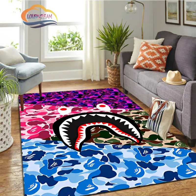 Fashion trend ape head Carpet and rug Cartoon Ape bape living room and ...