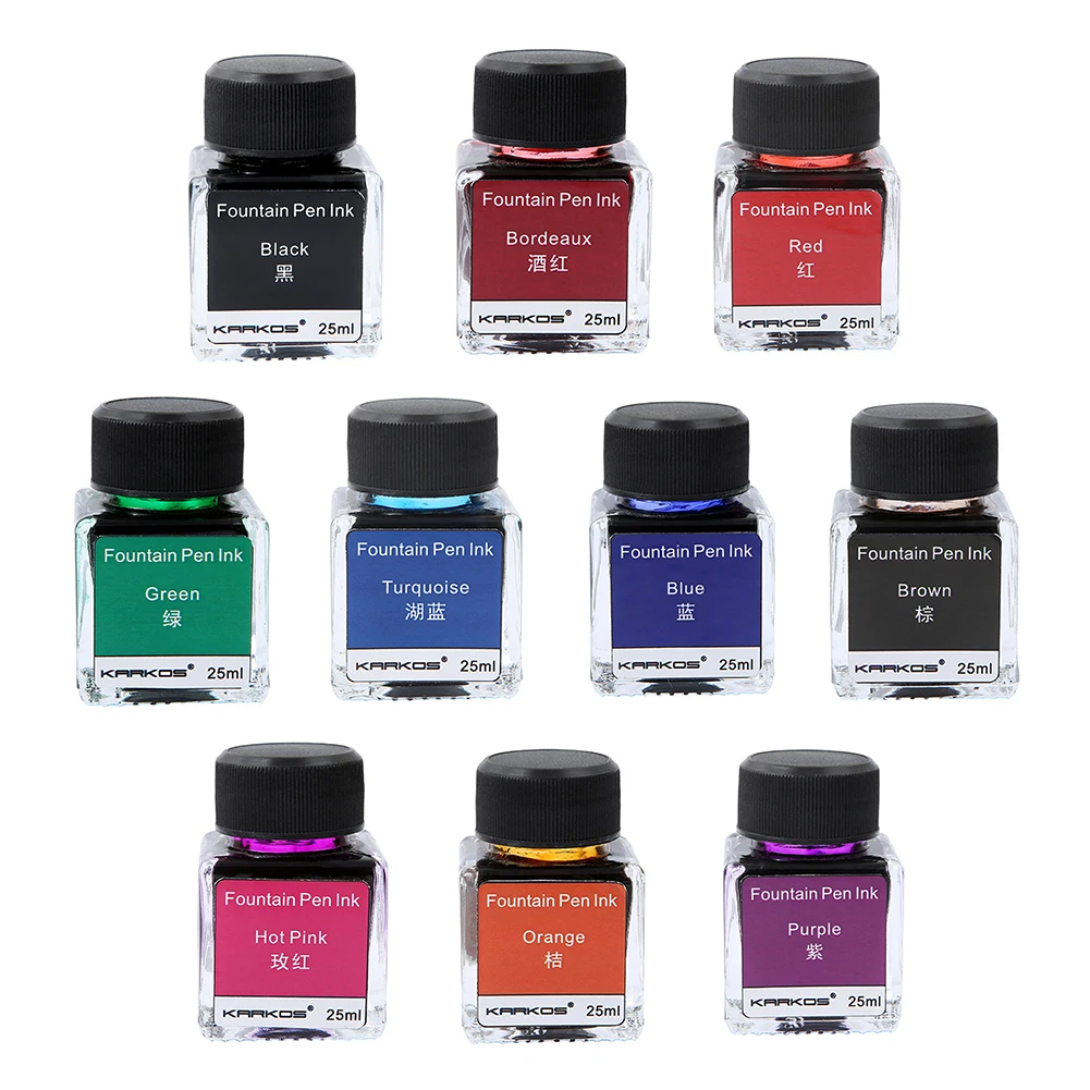 15ml-25ml-Pure-Colorful-Fountain-Pen-Ink-Refilling-Smooth-Liquid-Inks ...