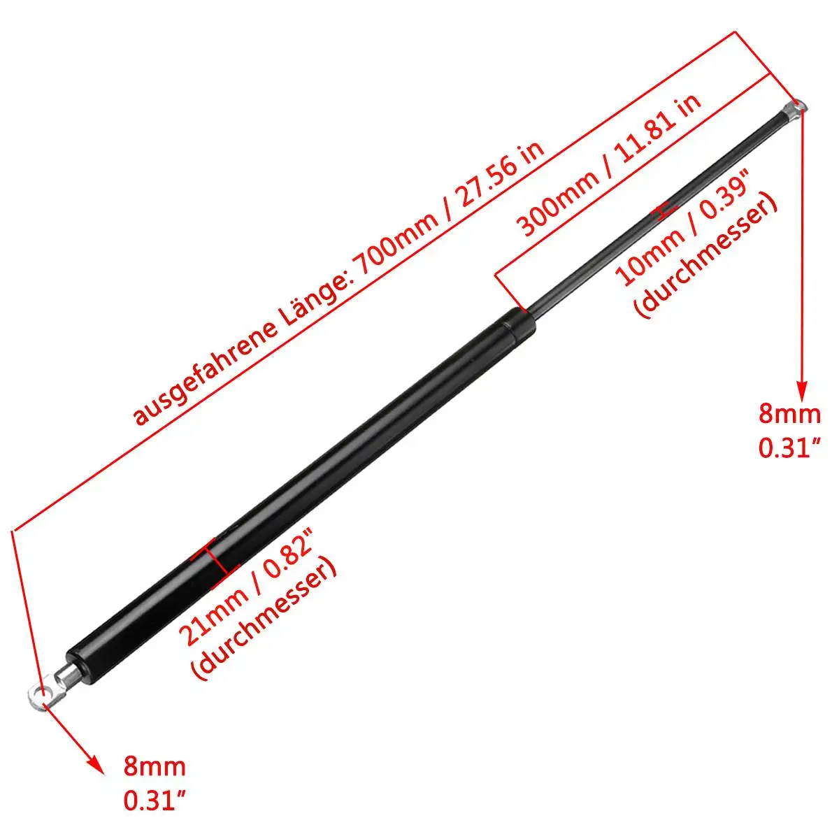 100-900N 700mm 2pcs Car Gas Strut Bars Gas Spring Hood Support Rod ...