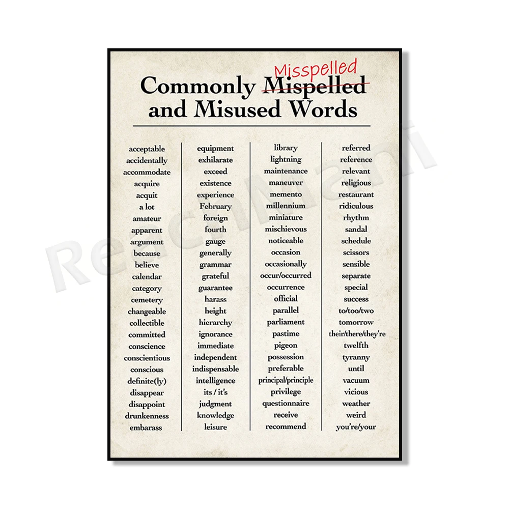 Elementary Commonly Misspelled Words
