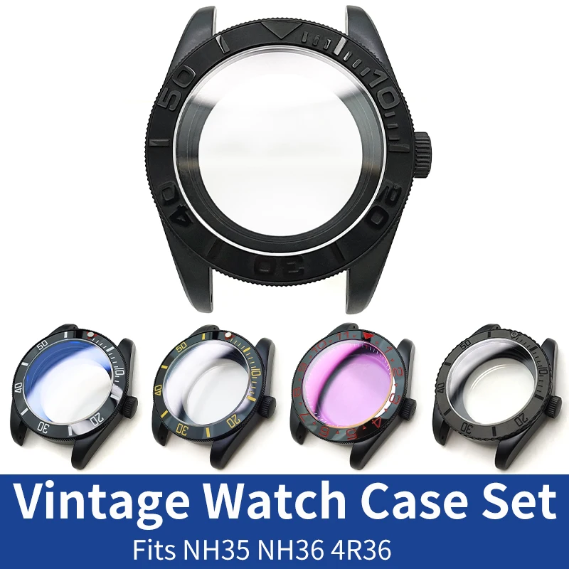 Vintage Matte Watches Case Black For SKX SKX007 NH35 NH36 4R36 Steel ...