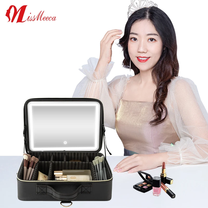 Smart-LED-Light-Storage-Case-with-Mirror-Portable-Cosmetic-Bag-PU ...