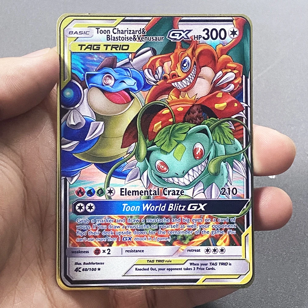Metal Cards English Anime Pikachu Charizard Arceus Mewtwo Blastoise ...