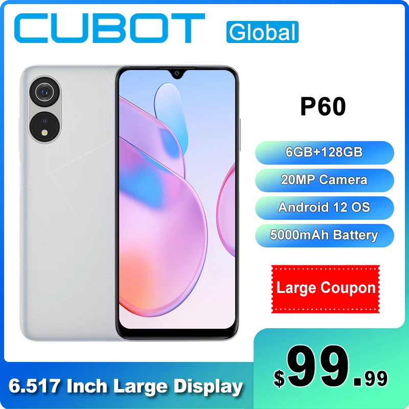Cubot-P60-Smartphone-6-517-Display-Android-12-MT6765-Octa-Core-5000mAh-Battery-Cellphones-20MP ...