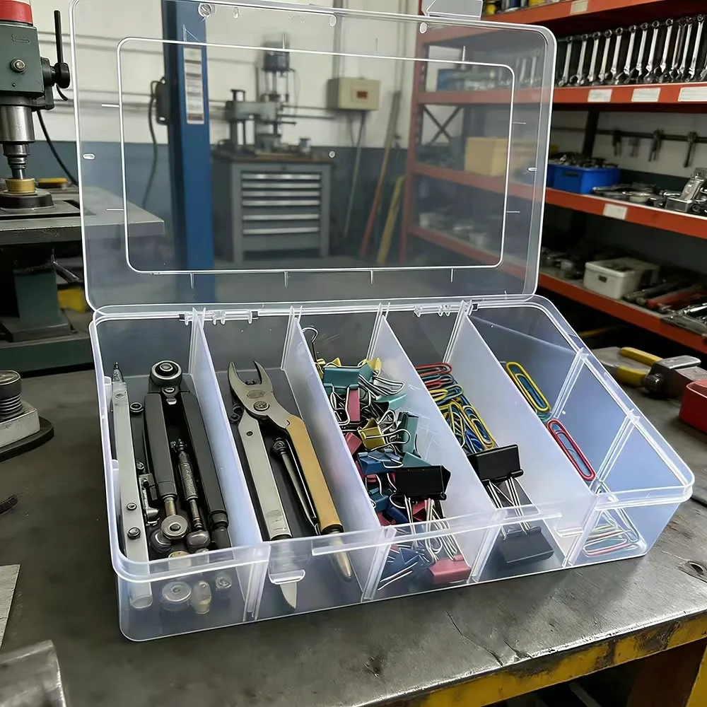 Hardware tool storage box, 5-compartment transparent tool organizer box ...