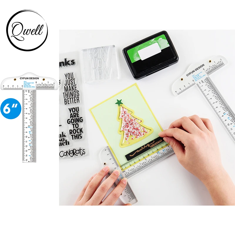 QWELL Must-have 6" Clear Acrylic T-Square Ruler for Easy Reference DIY ...