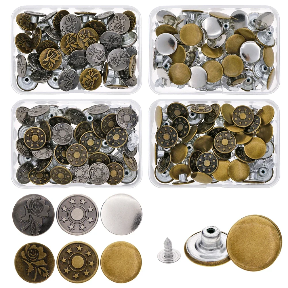 40PCs-Screw-Bronze-Metal-Buttons-for-Clothing-Pants-Jeans-Perfect-Fit ...