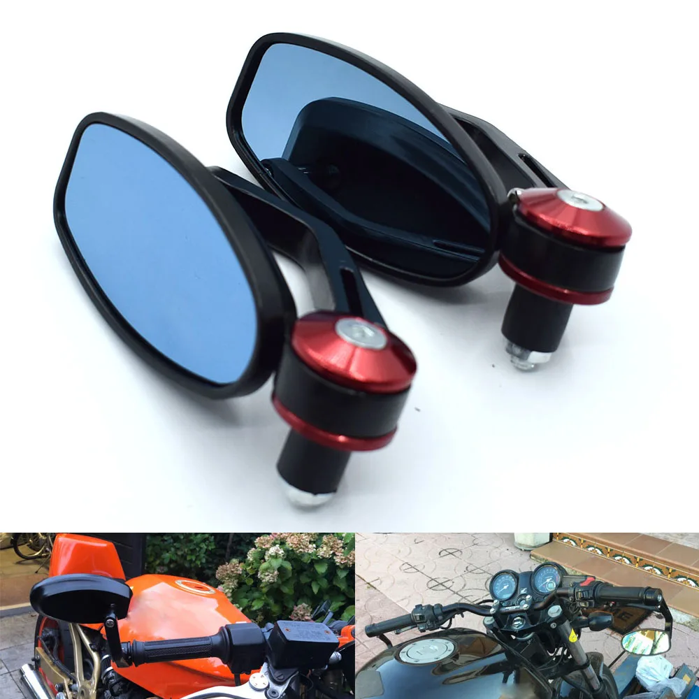 Universal-7-8-22mm-Aluminum-Motorcycle-HandleBar-Ends-Side-Mirrors-FOR ...