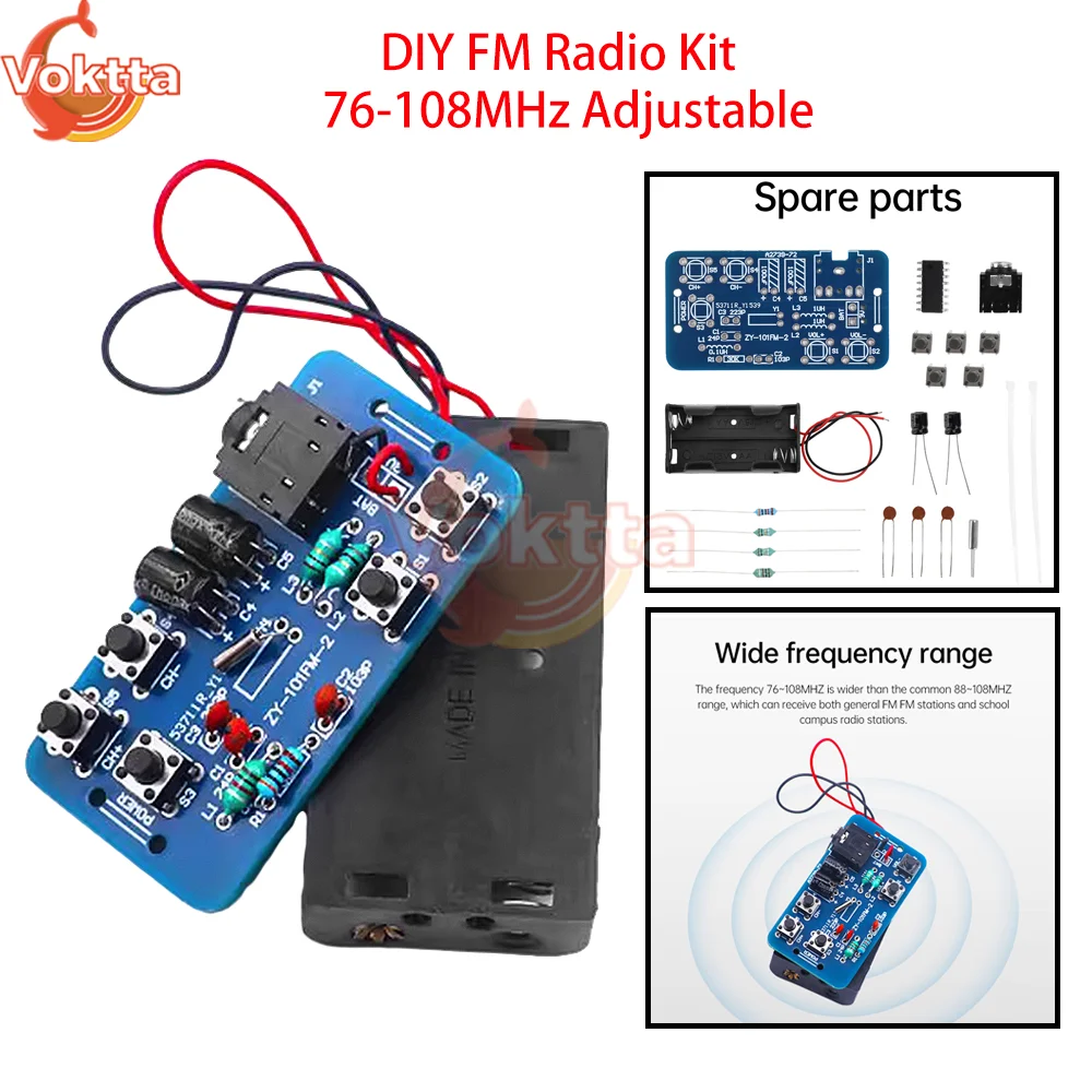 DIY FM Radio Kit Wireless Transmitter and Receiver Module 76-108MHz ...