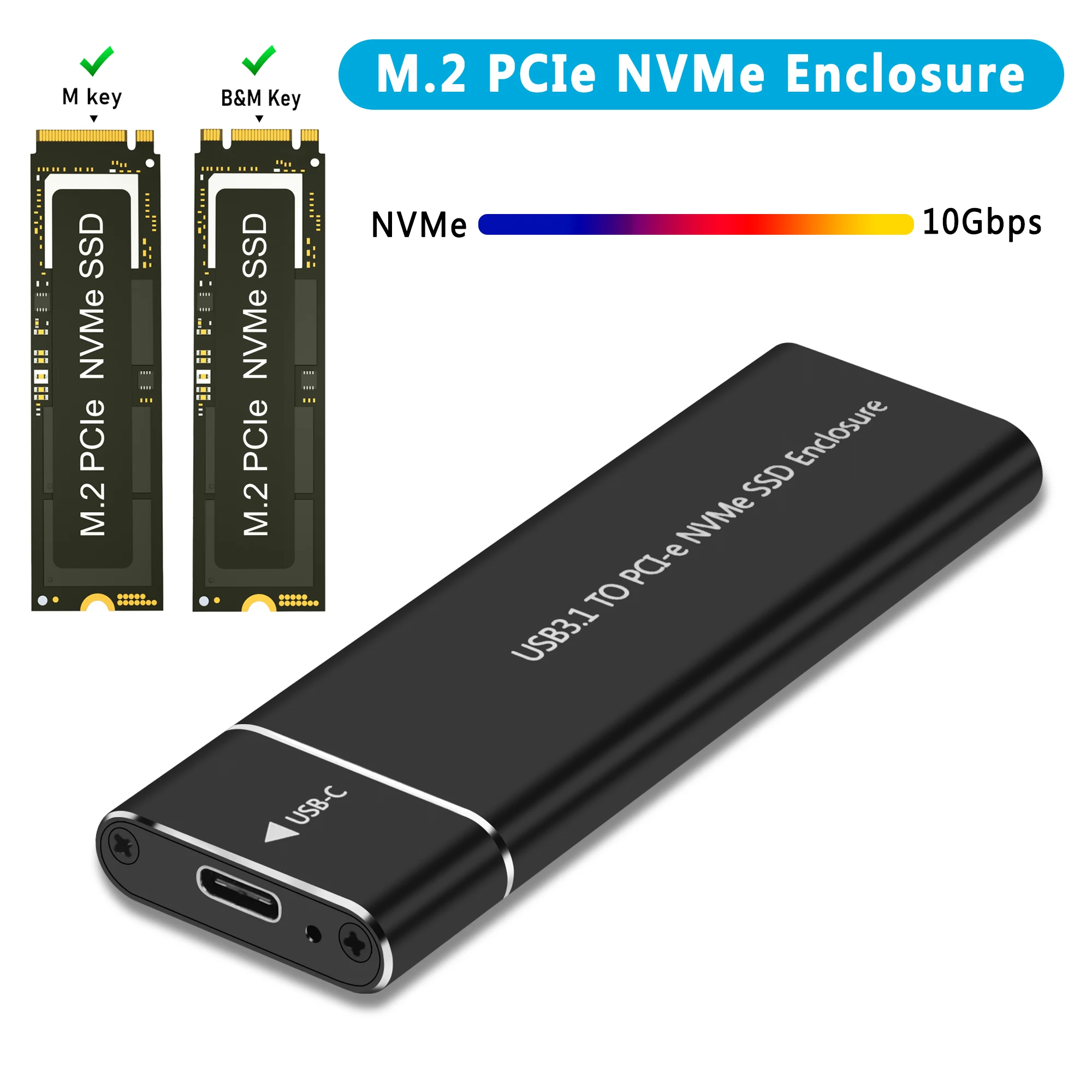 NEW-M-2-NVMe-SSD-Enclosure-Adapter-10Gbps-USB-C-3-1-Gen2-NVMe-Case ...