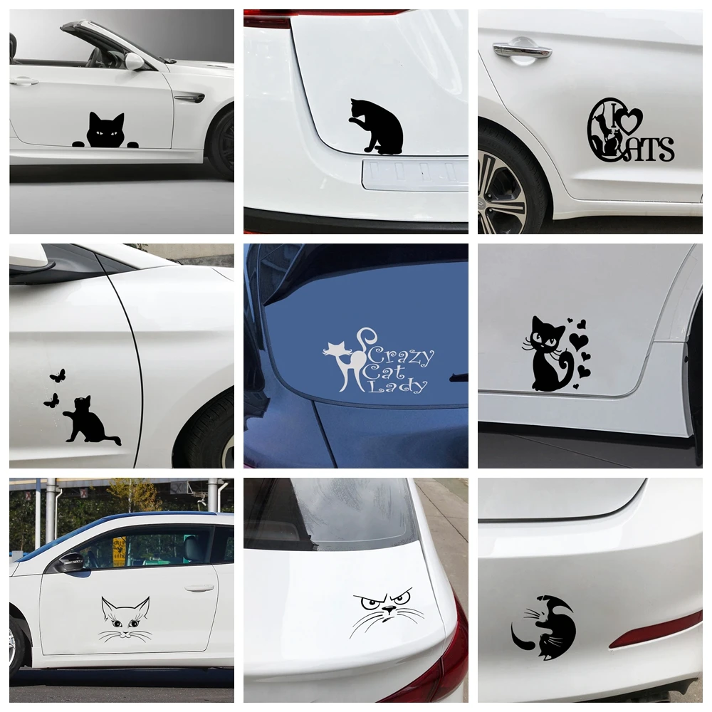 Cartoon-Black-Cat-Car-Stickers-Waterproof-Decal-For-Car-Body-Sticker ...
