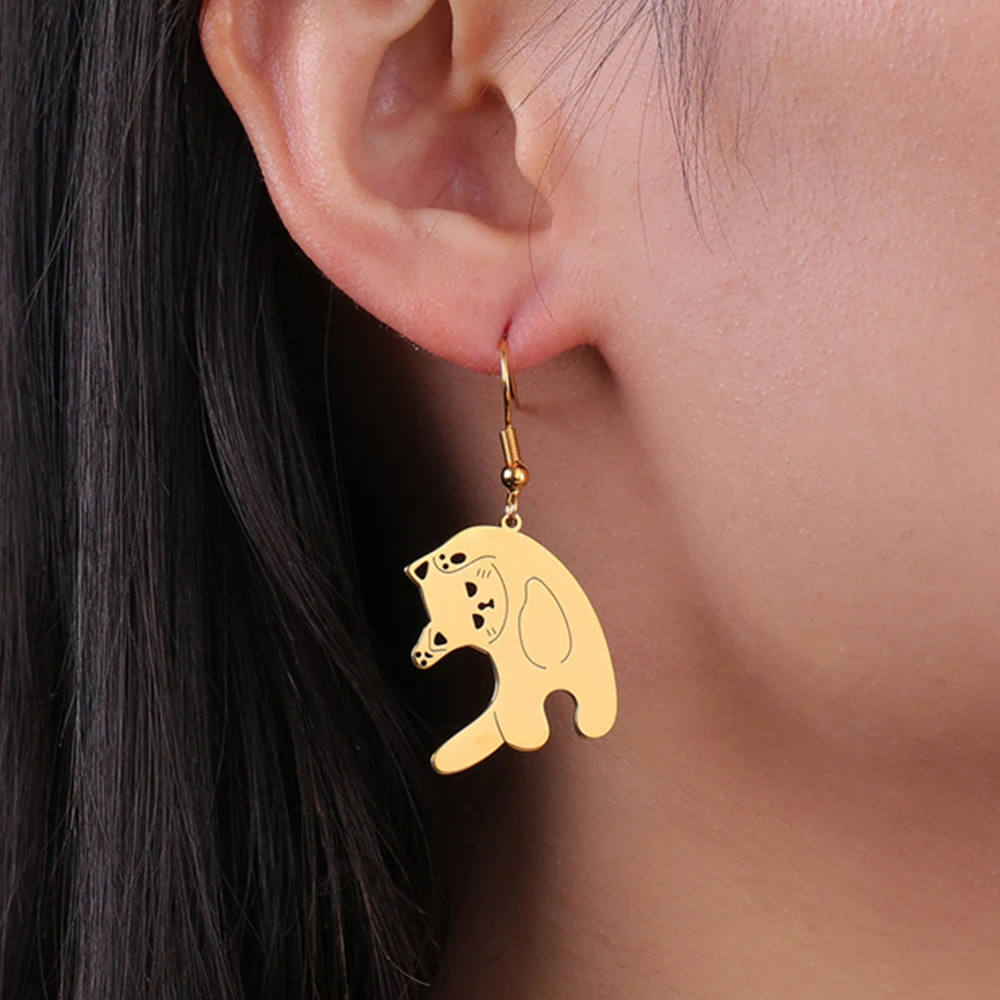 My-Shape-Cute-Stretched-Cat-Drop-Earrings-for-Women-Girls-Funny-Animals ...