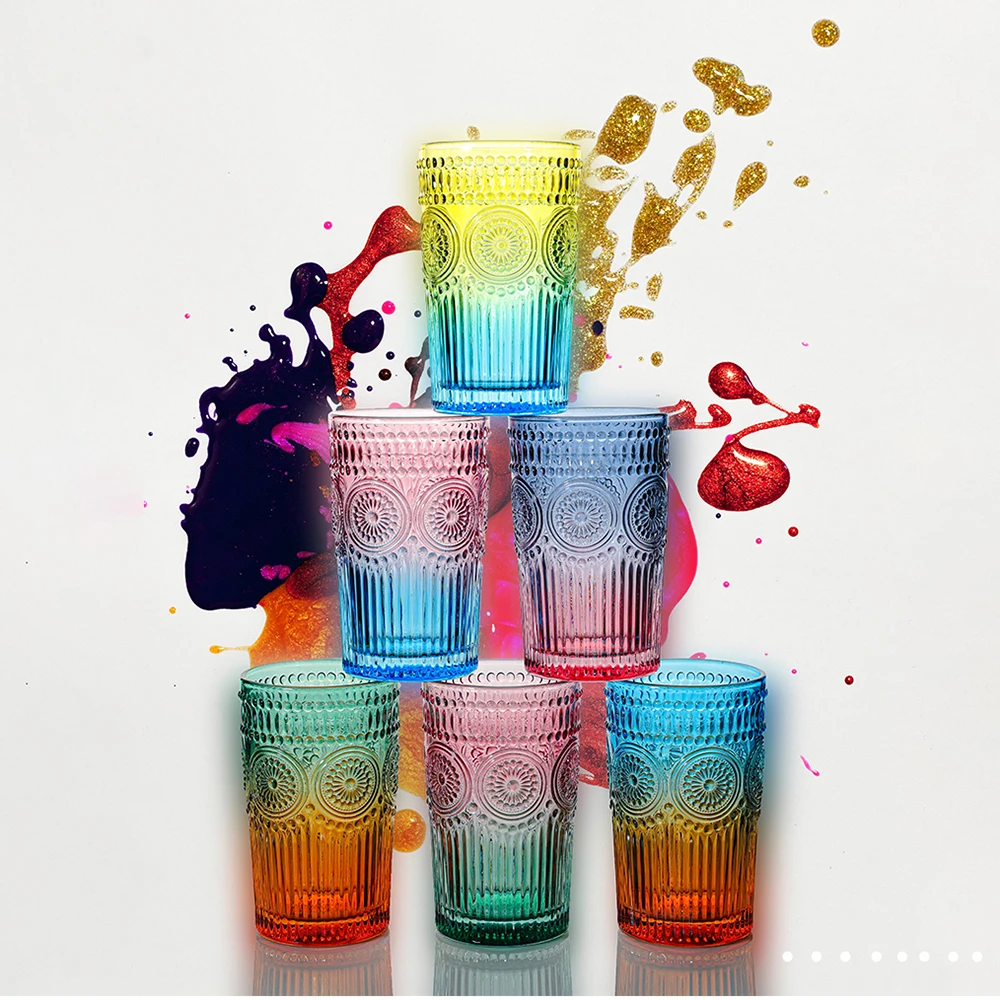 350ml Gradient Color Glass Cups Nordic Milk Tea Juice Beer Mug Water ...