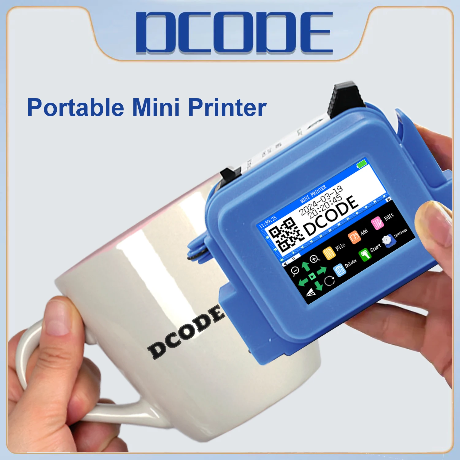 DCODE-Blue-XMINI-12-7mm-Portable-Mini-Handheld-Thermal-Inkjet-Printer-Text-QR-Barcode-Image ...