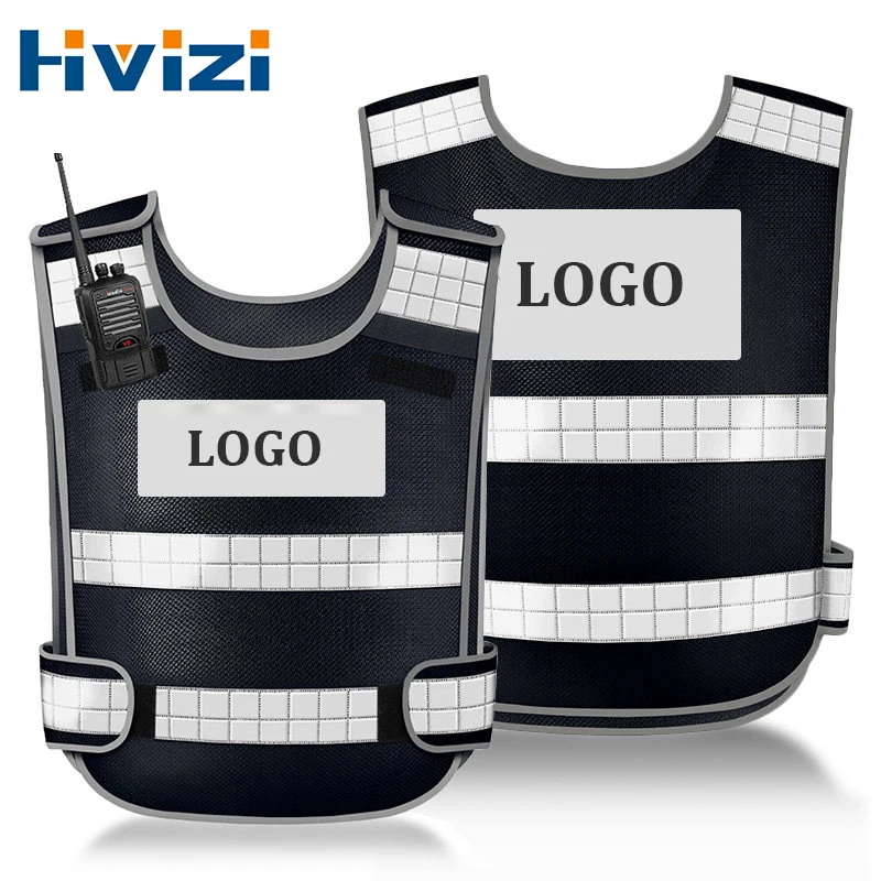Black-White-Tactic-Security-Patrol-Vest-Hi-Vis-Viz-Industry-Door-Staff ...
