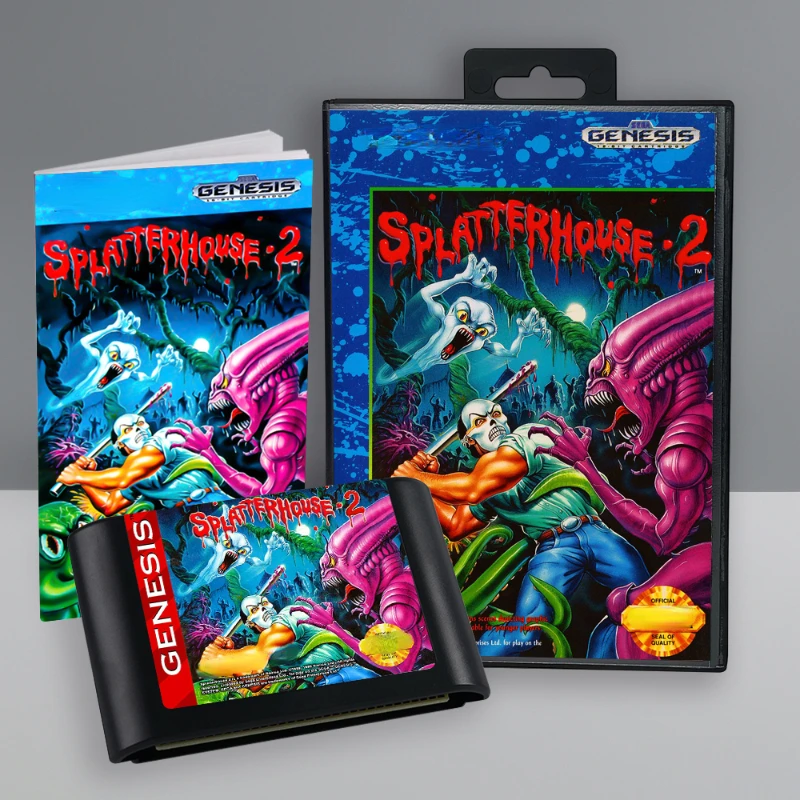 Splatterhouse-2-16-Bit-Game-Card-with-Box-Manual-for-Sega-Megadrive ...