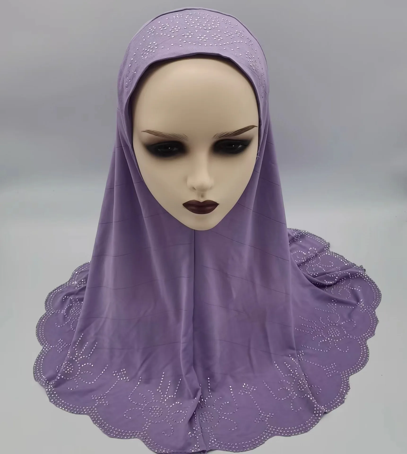 Muslim Turban Square Shawls Arab Islamic Khimar Hot Drilling Solid ...