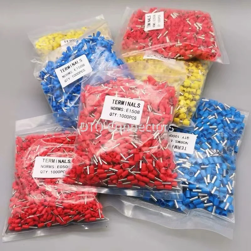 1000PCS-Pack-Insulated-Cord-End-Terminal-Crimp-E0508-1008-1508-7508 ...