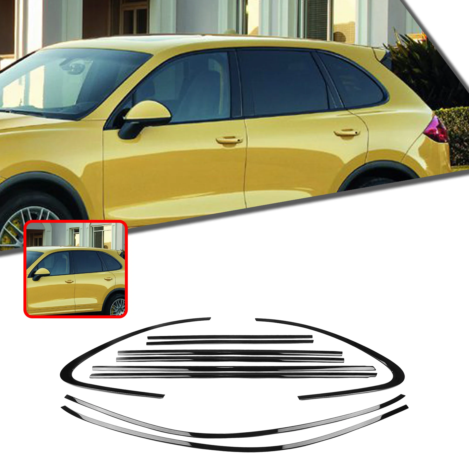 For Porsche Cayenne 2011-2017 Exterior Window Frame Trim Strip ...