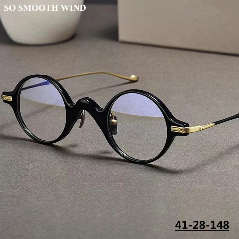 Japanese-Brand-Round-Acetate-Glasses-Frame-Ultralight-Men-Women-Retro ...