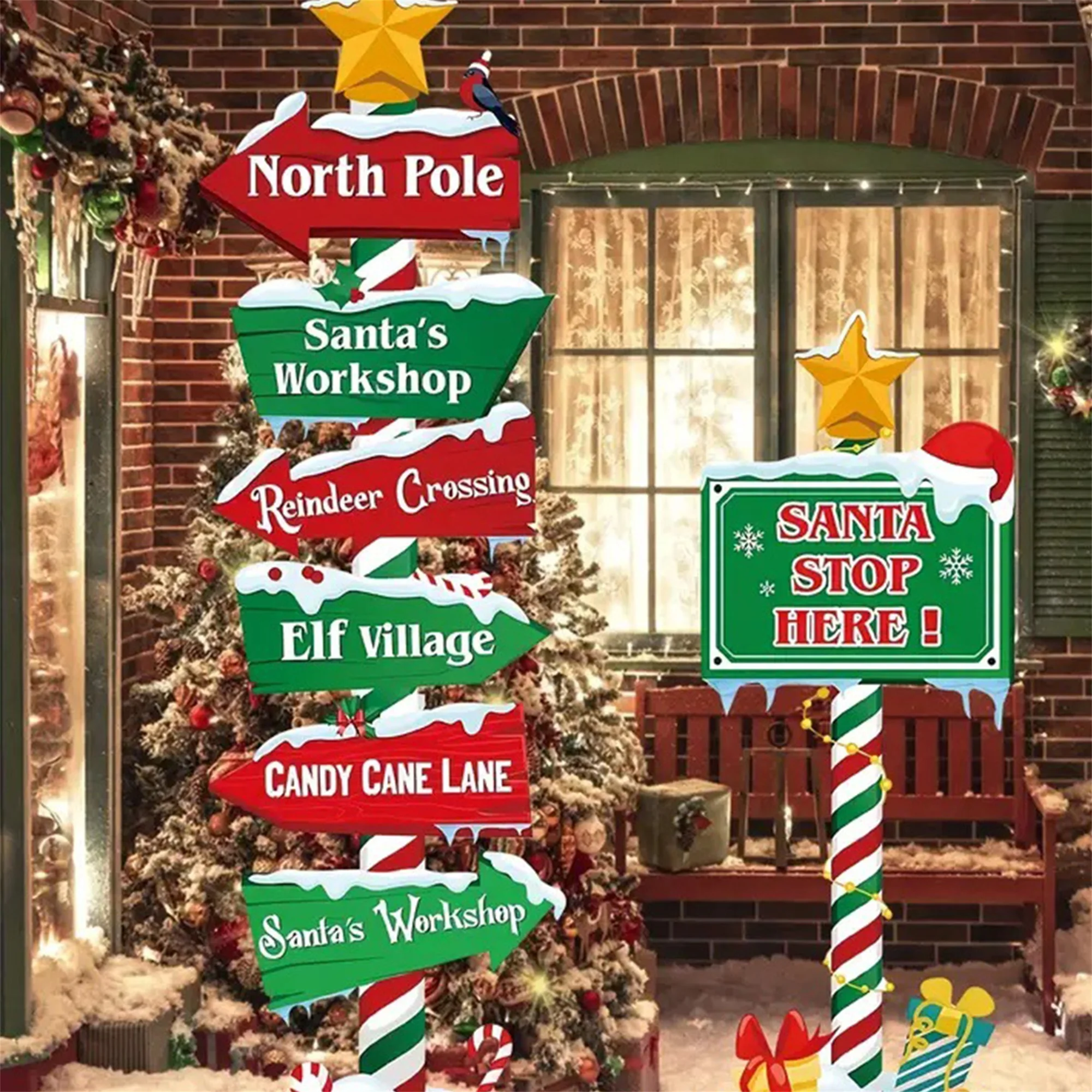 Festive Holiday Yard Sign Plastic Arrow Directional Garden Stake for ...