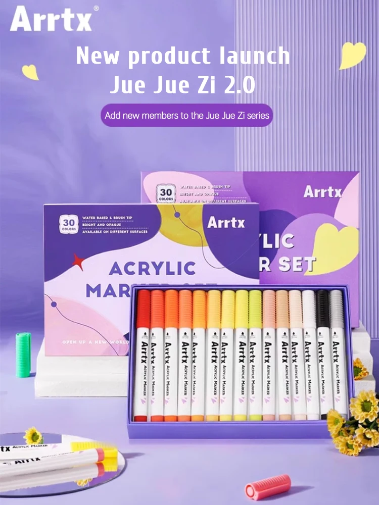 Arrtx-Acrylic-Paint-Brush-Marker-Set-12-60-colors-for-Ceramic-Rock ...