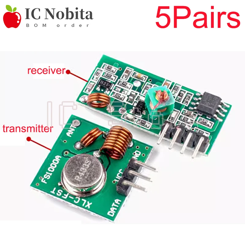 5Pair-ASK-433Mhz-RF-Wireless-Transmitter-Module-and-Receiver-Kit-5V-DC ...