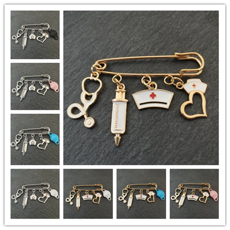 Nieuwe Mode Broche Arts Medische Tool Stethoscoop Spuit Gezicht Masker ...